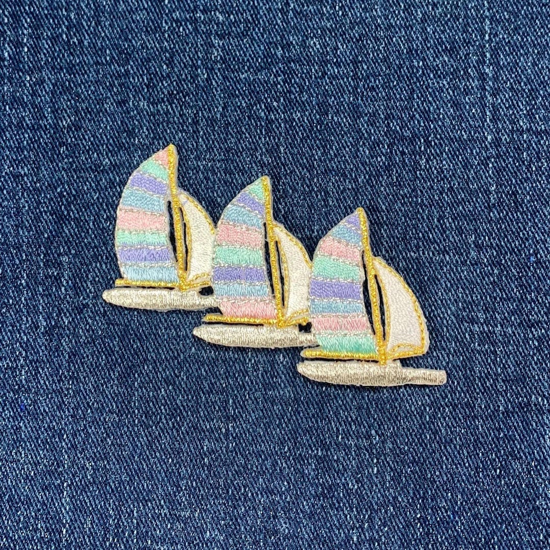 Three Sailboats Applique Patch - Embroidered Sailing Nautical & Boats ...