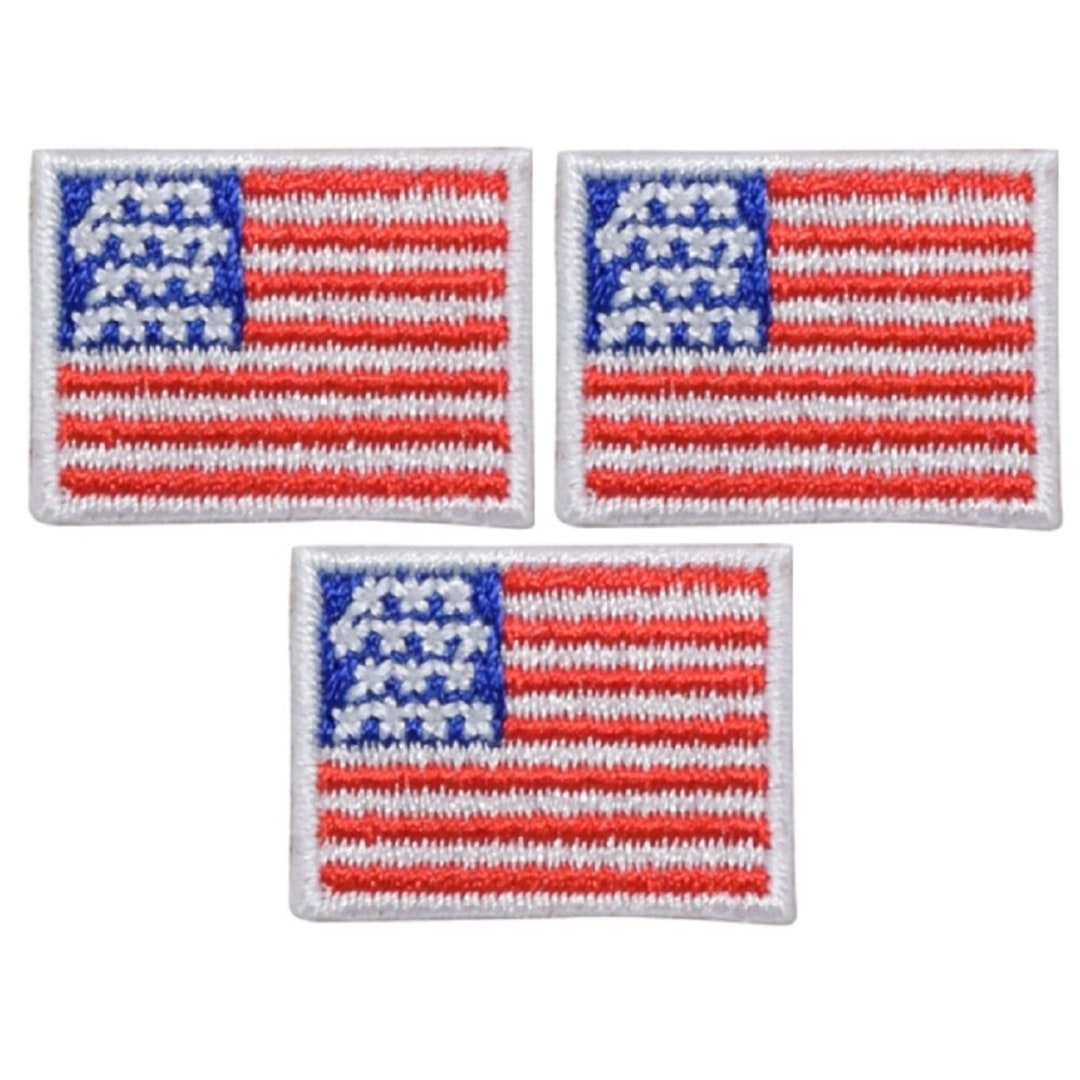 Mini American Flag Applique Patch - USA United States Badge 1" (3-pack ...
