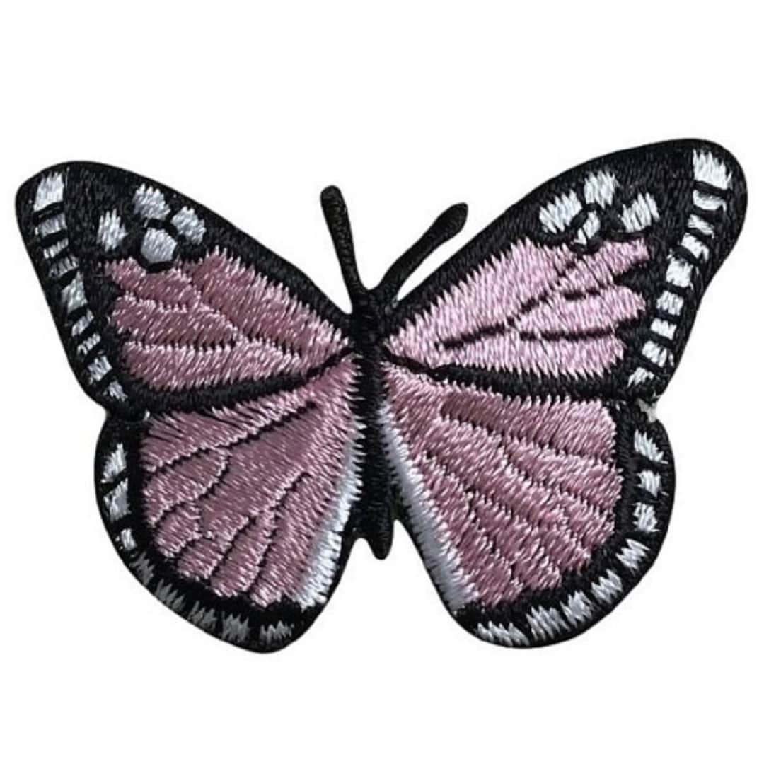 Pink Butterfly Applique Patch - Insect Bug Embroidered Badge 2" (iron ...
