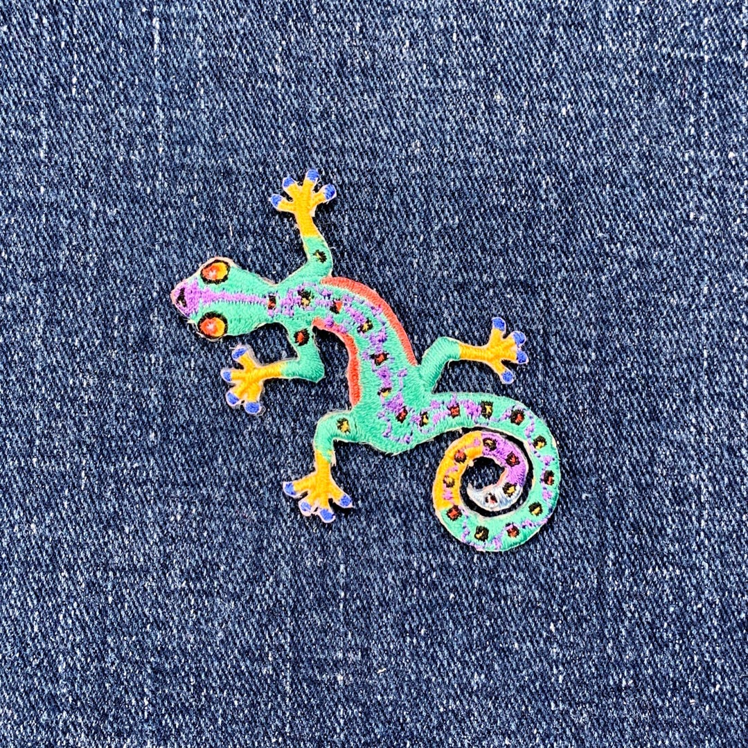 Gecko Applique Patch - Embroidered Reptile Badge 2.5" (iron On) - Etsy