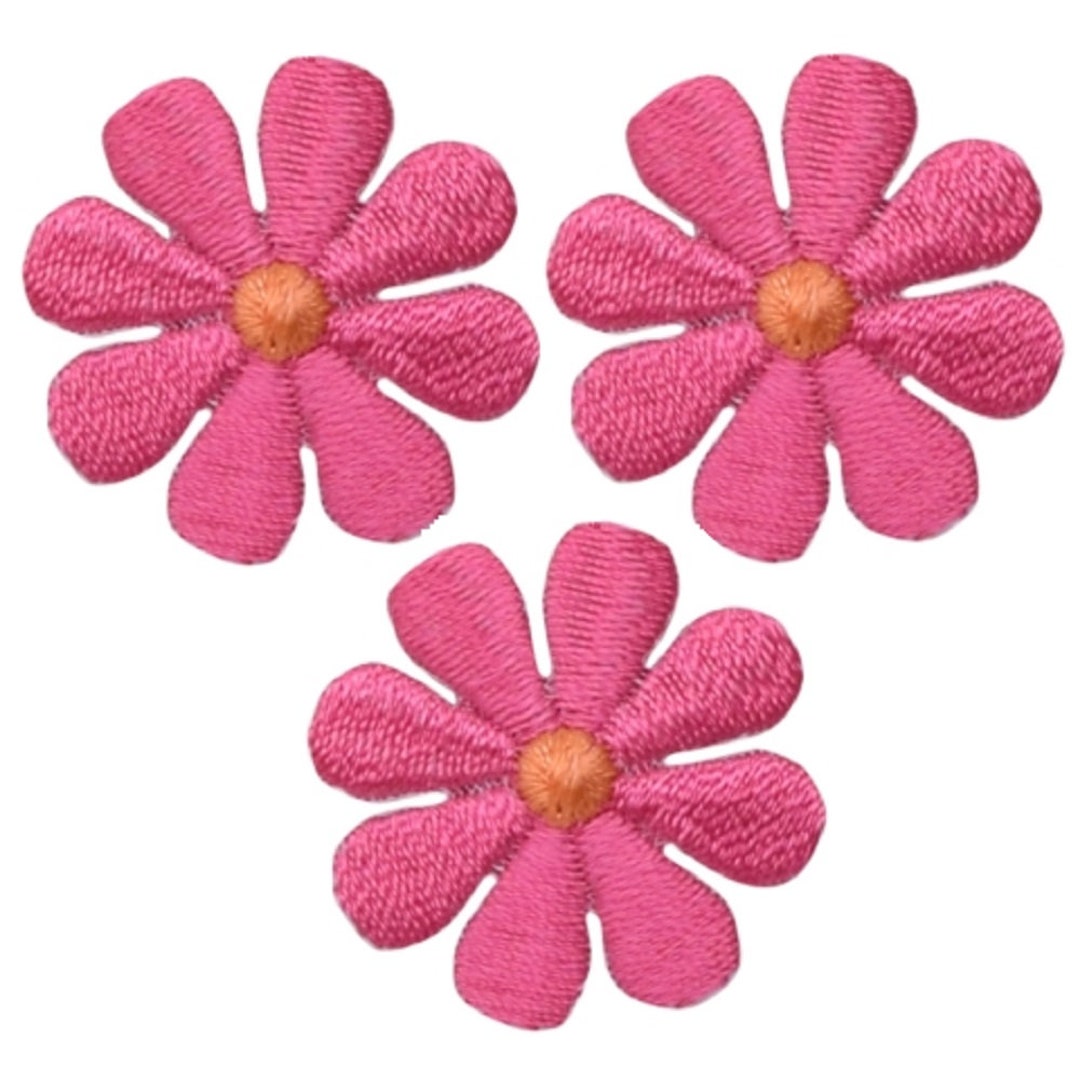 Mini Daisy Applique Patch - Fuchsia Flower Gardening Embroidered Badge ...