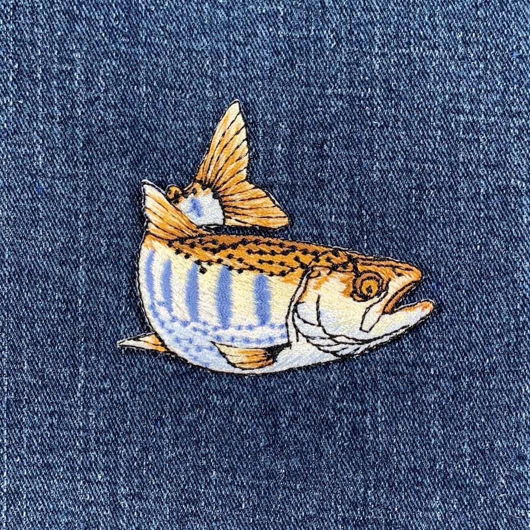 Striped Brook Trout Applique Patch - Embroidered Fish Badge 2-5/8 ...
