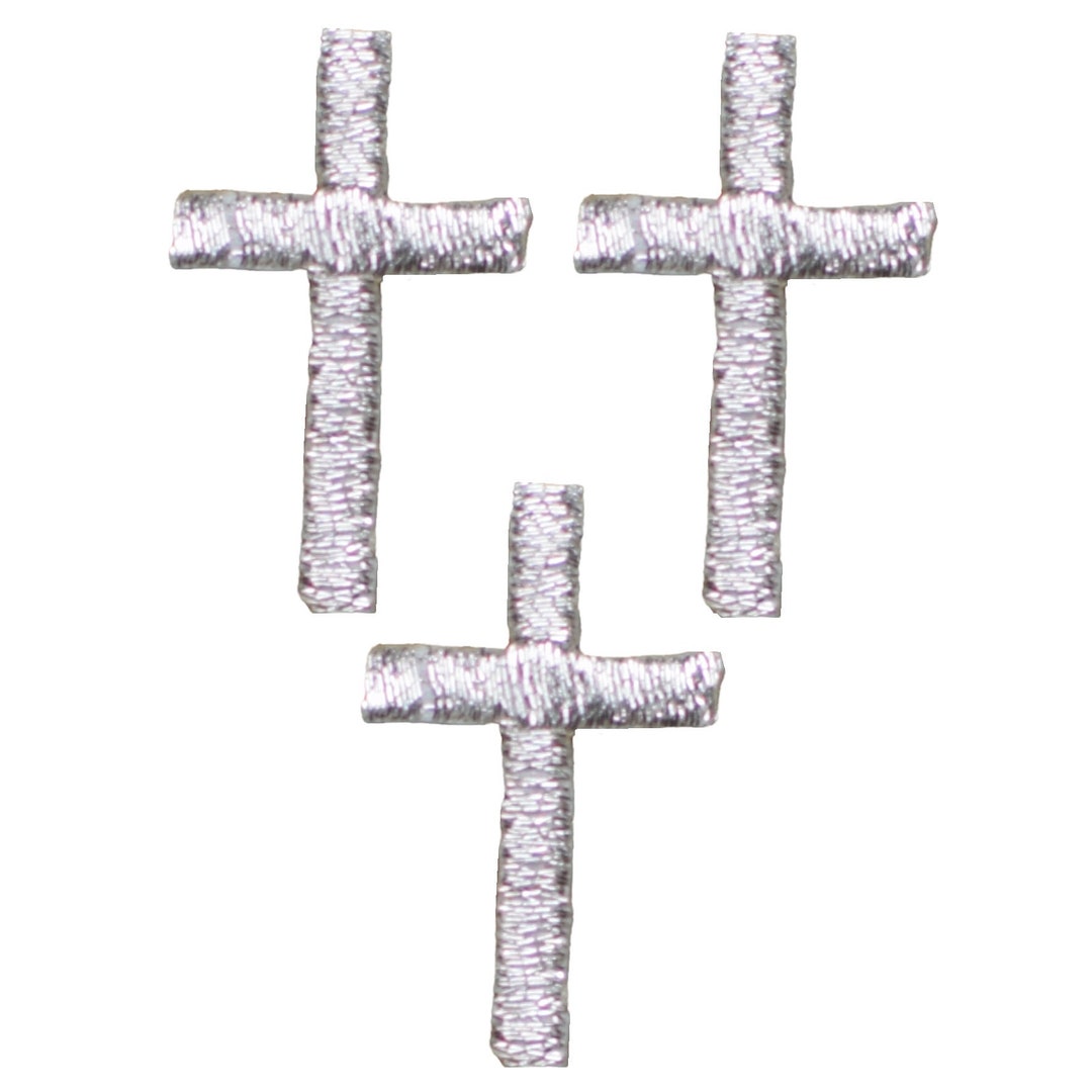 Mini Cross Applique Patch Silver Religious Jesus Badge 1 3-pack, Iron ...