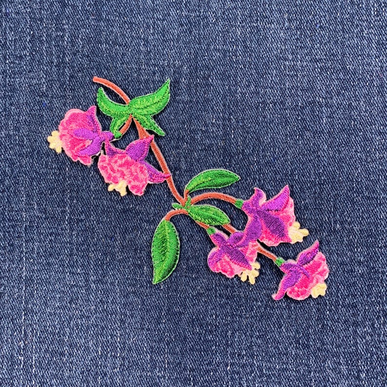 Flower Applique Patch - Lady's Eardrops Flowers, Bloom Badge 4.5" (iron ...