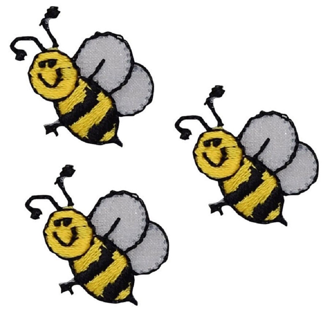 Honey Bee Applique Patch - Bumblebee, Insect, Bug Badge 1" (3-pack ...