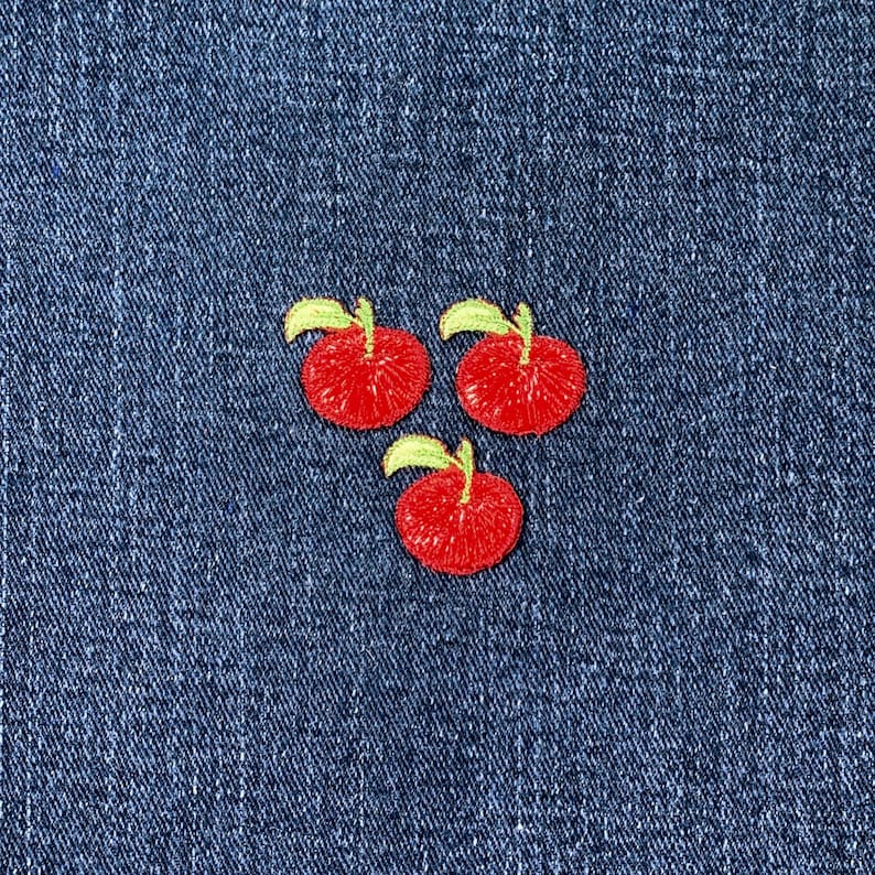 3-pack Apple Applique Patch - Mini Embroidered Fruit Badge 1" (iron On ...