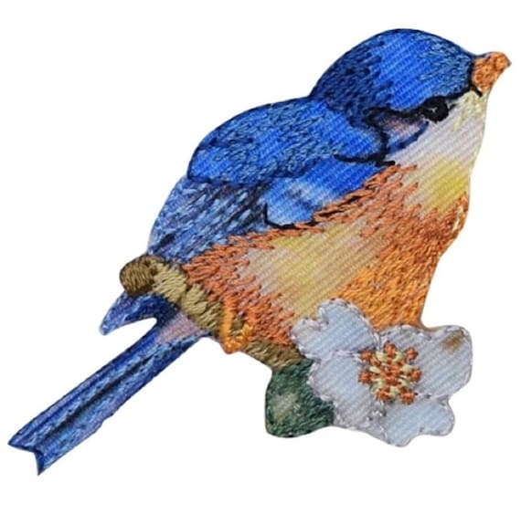 Bluebird Applique Patch White Flower Bird Branch Leaf - Etsy