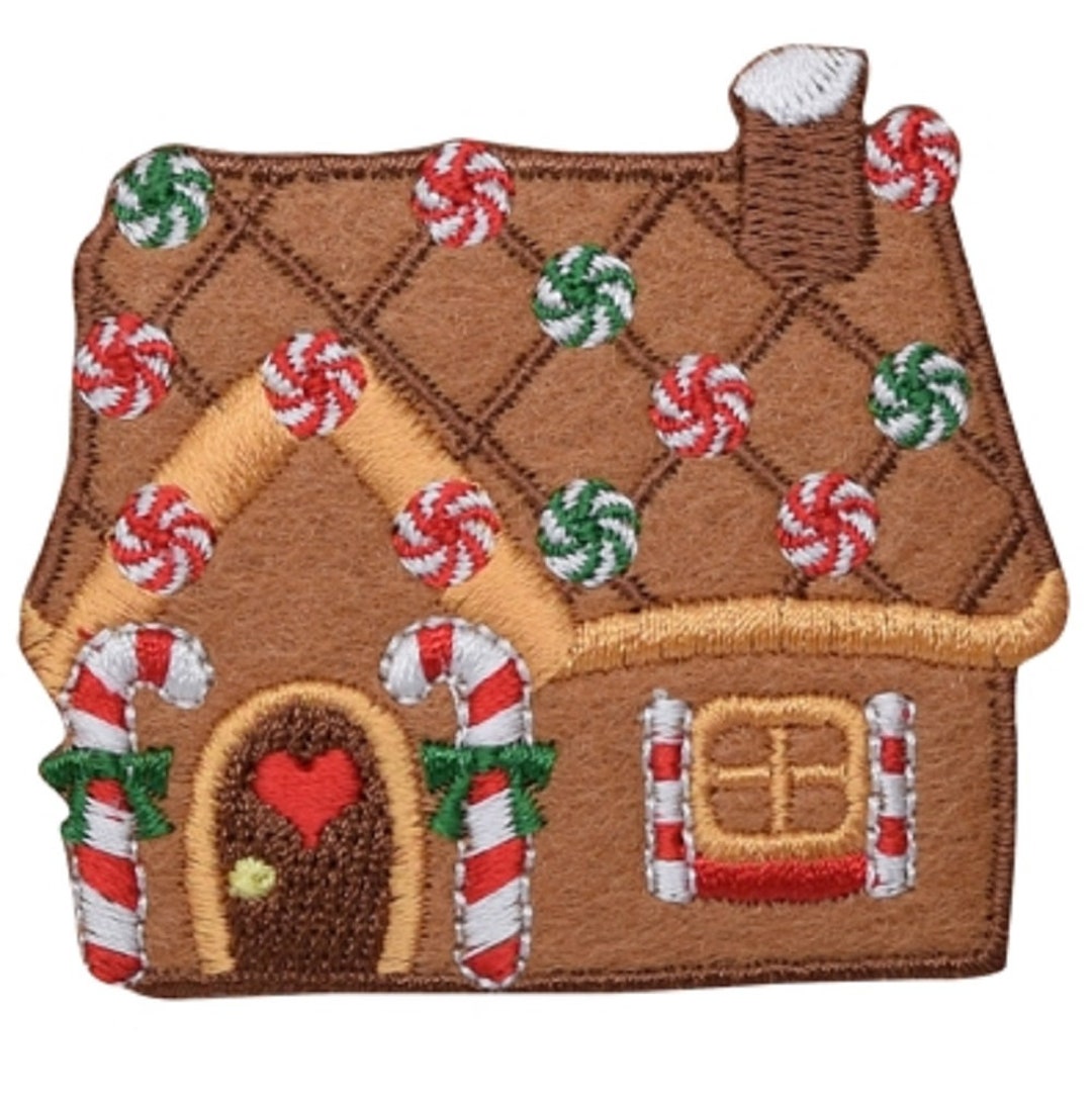 Christmas Applique Patch - Gingerbread House, Candy Cane, Heart 2.5 ...
