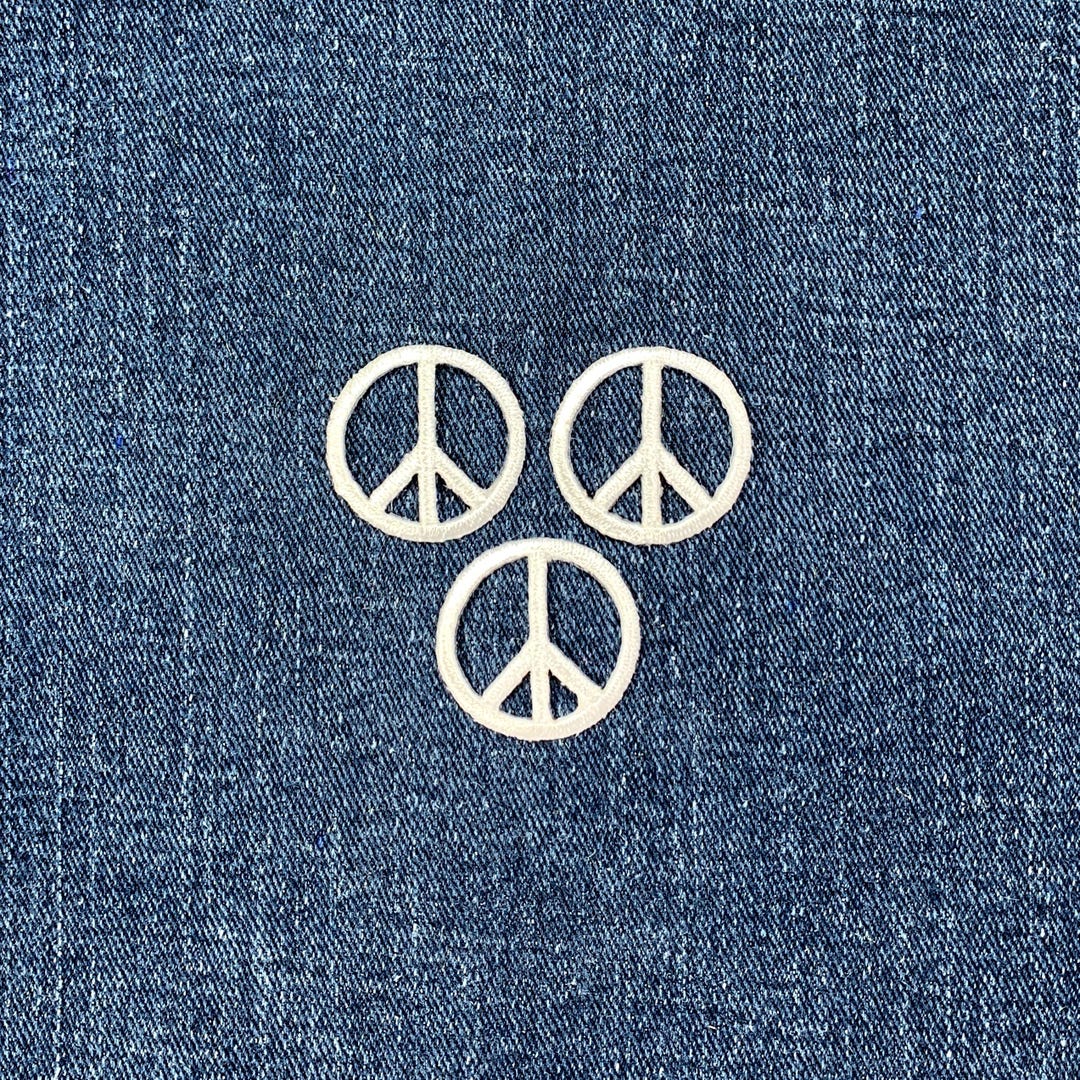 3-pack Peace Sign Patch Applique - Mini White Embroidered Badge 1 ...