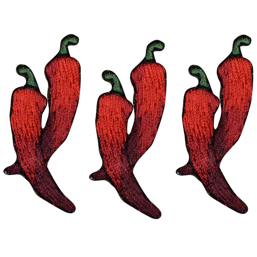 Pair of Peppers Applique Patch - Spicy Food Chef Badge 1-3/4" (3-pack ...