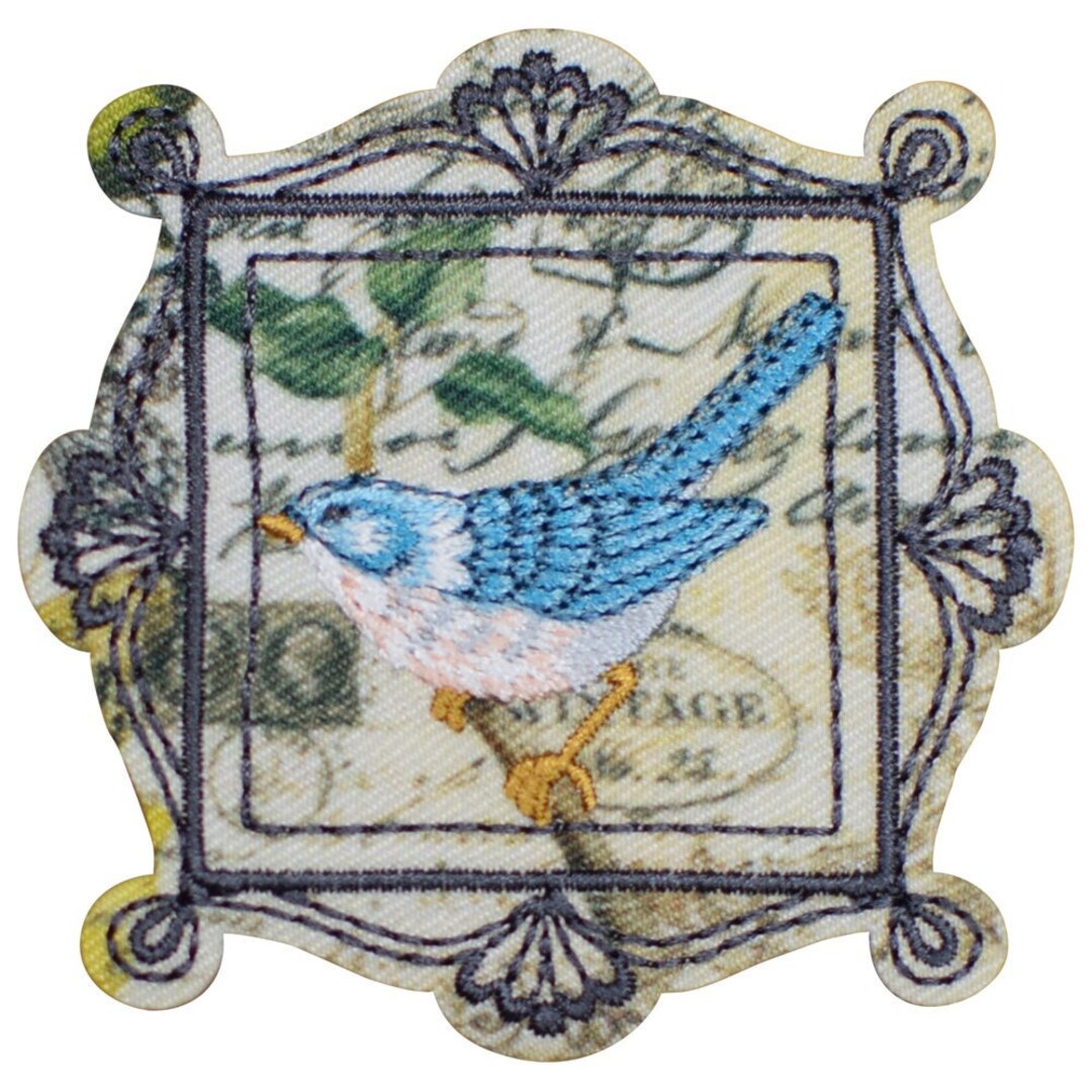 Blue Bird Applique Patch Leaves, Animal, Nature Badge 2.25 iron On - Etsy