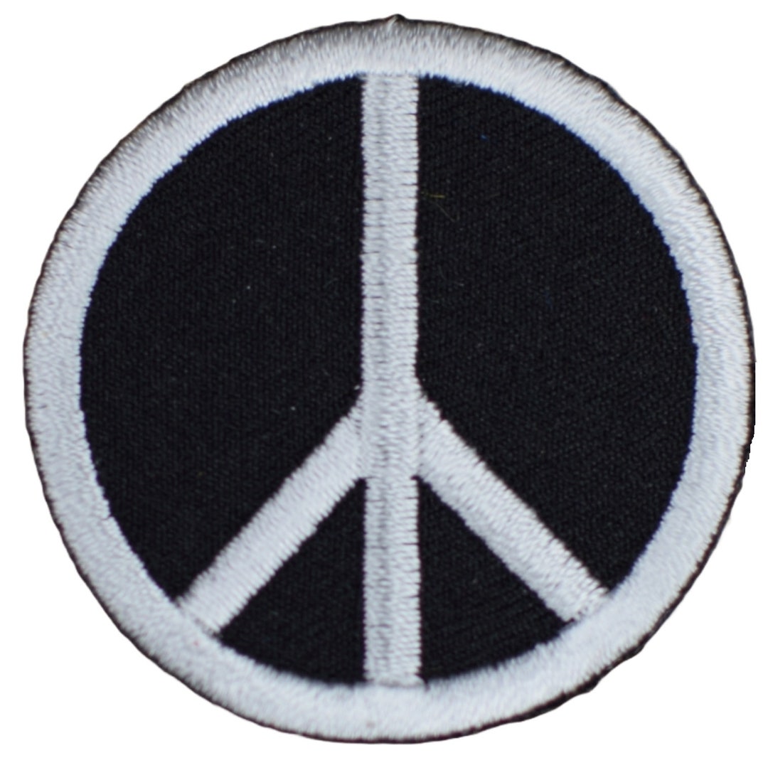Peace Sign Patch - Black & White World Peace Badge 2" (iron or Sew On ...