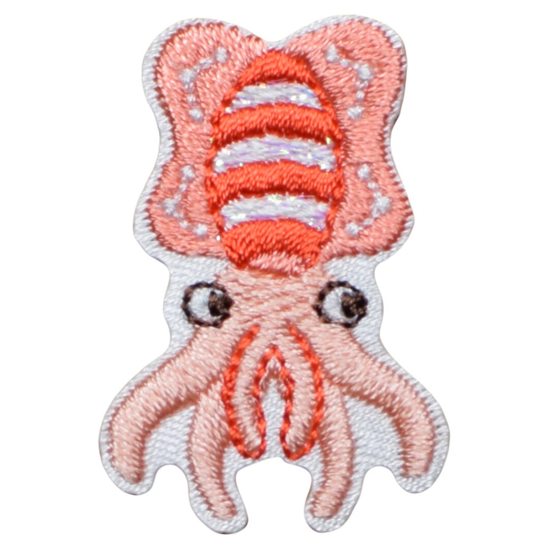 Mini Pink Squid Applique Patch - Chef, Ocean, Seafood Badge 1-3/8 ...