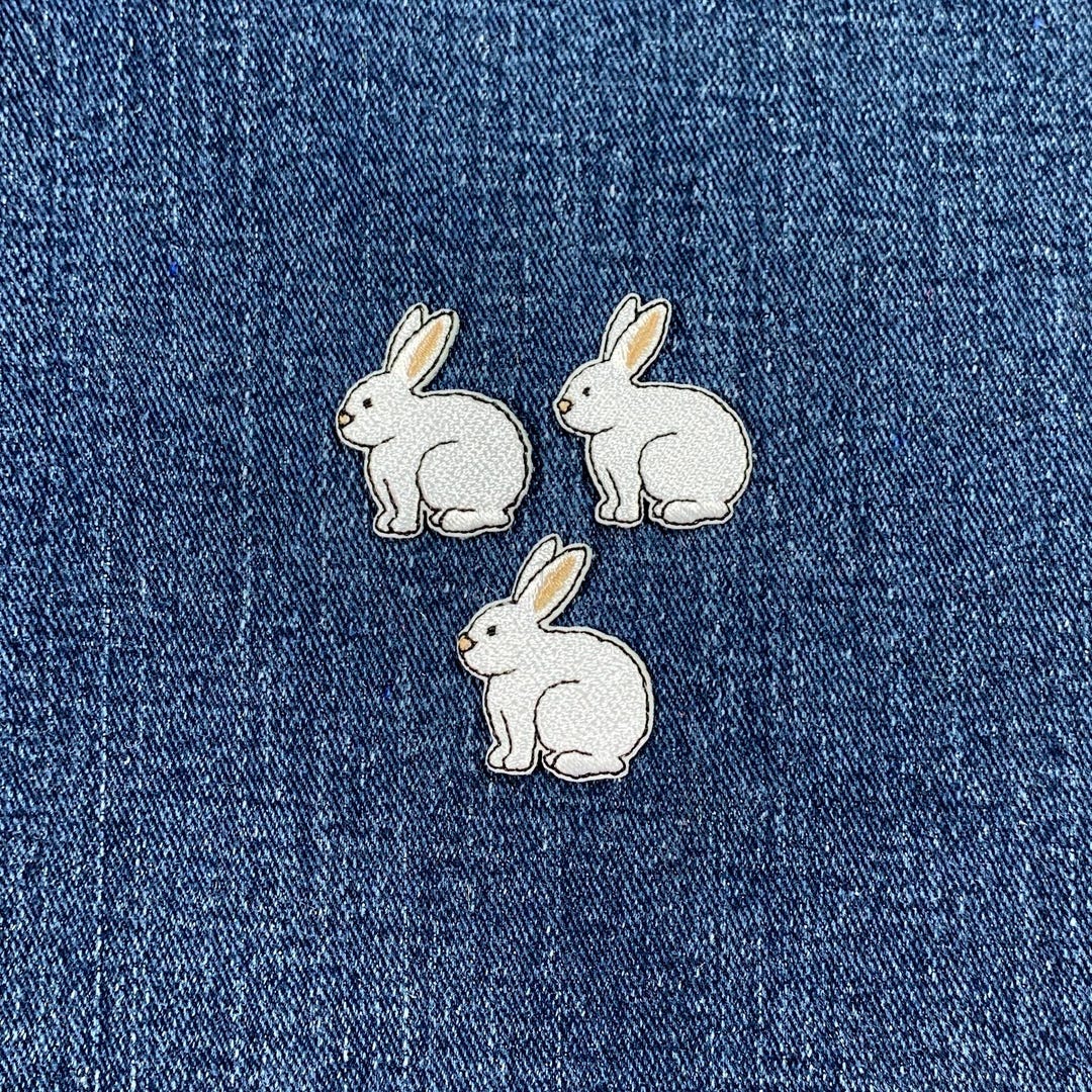 3-pack Bunny Rabbit Applique Patch - Mini Embroidered Animal Badge 1 ...