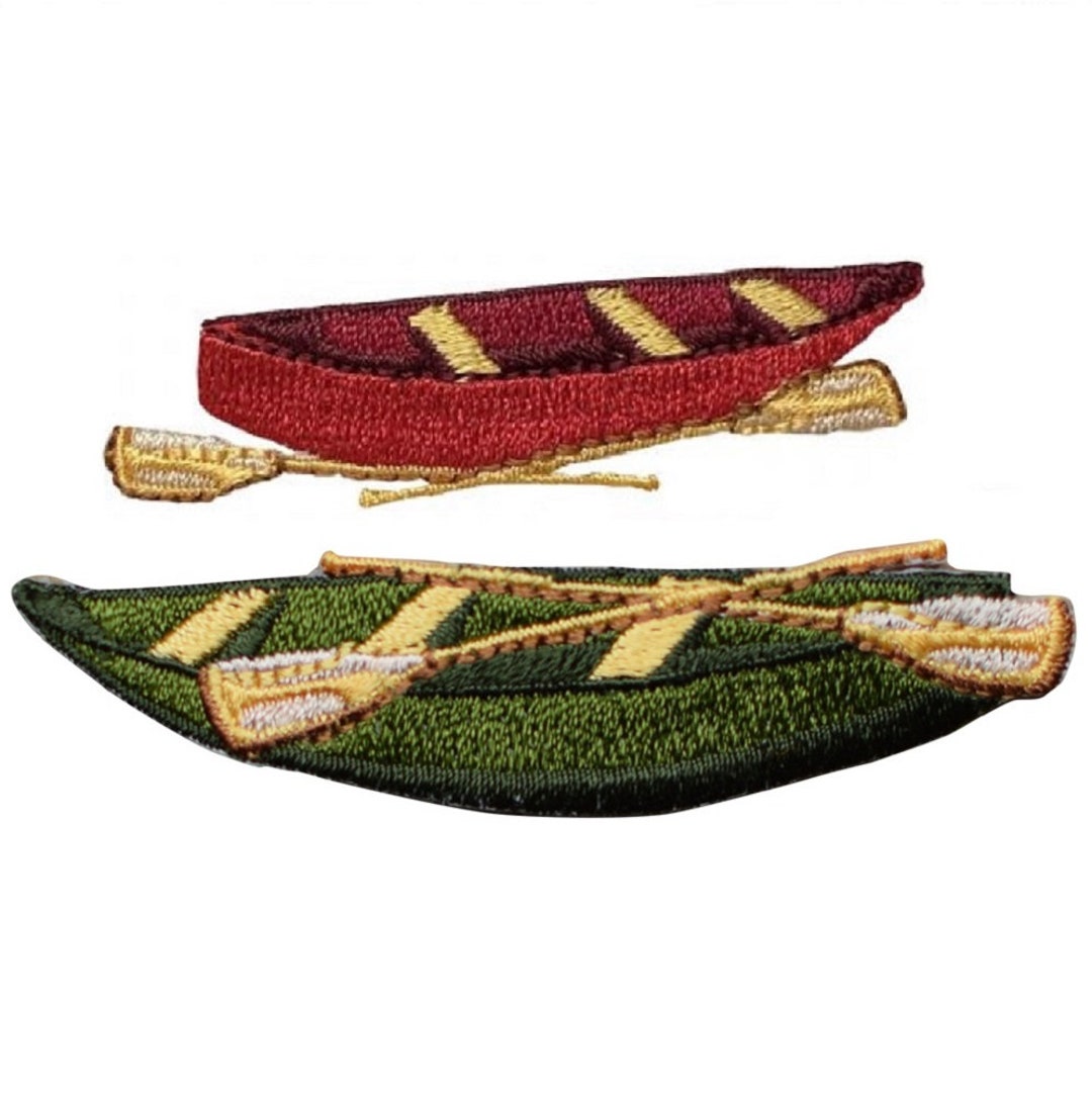Canoe Applique Patch Set Paddles Boat Oars Lake Badges 2-pack, Iron On ...