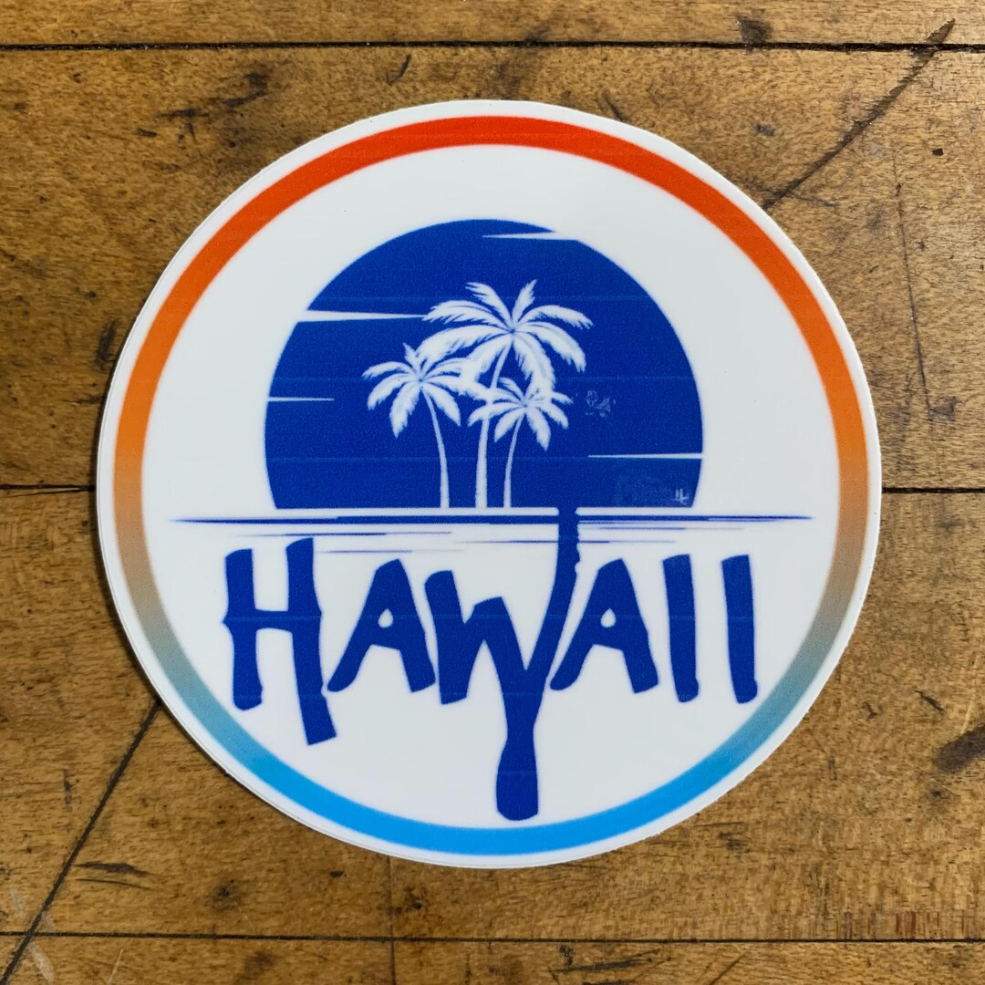 Hawaii Sticker - Vinyl Decal Hawaiian Islands Palm Trees Sunset 3" - Etsy