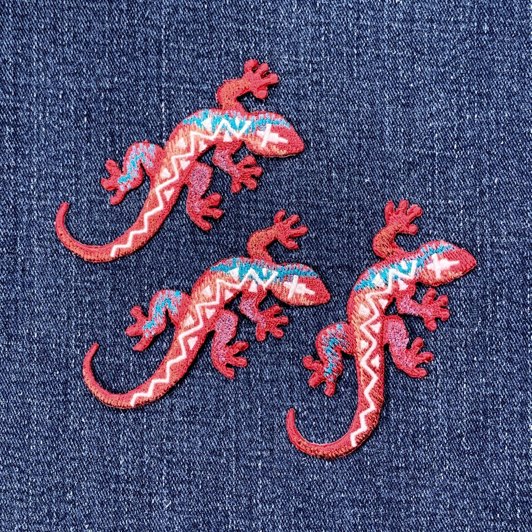 3-pack Southwest Lizard Applique Patch - Embroidered Desert Reptile ...
