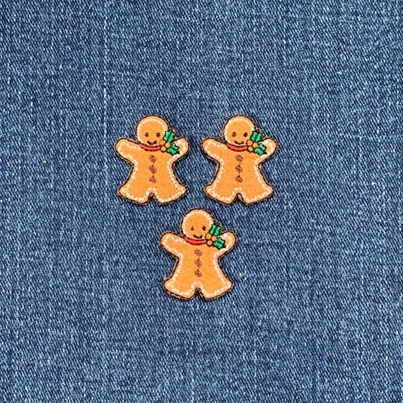 3-pack Embroidered Patches Mini Gingerbread Man Iron-On Patches - 3 ...