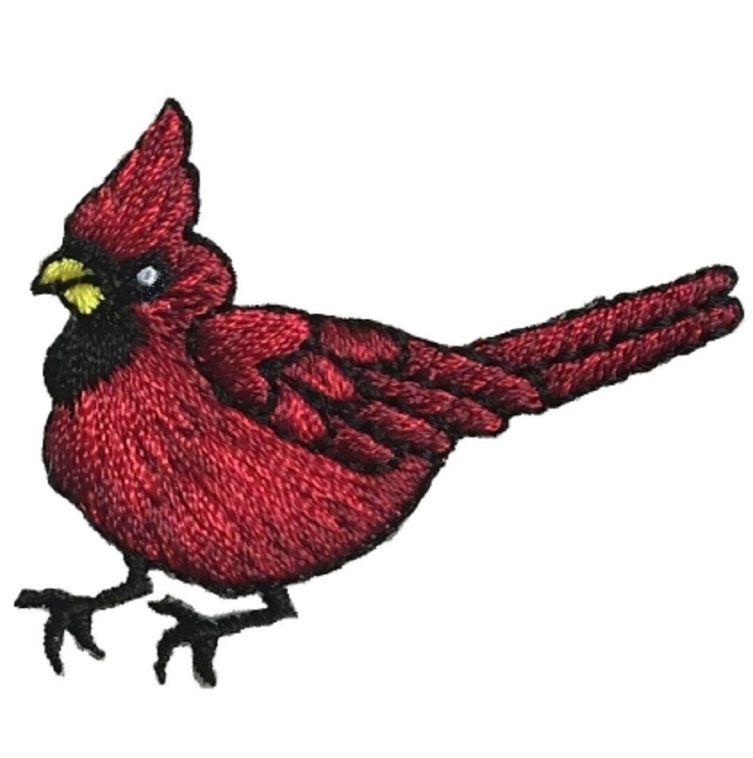 Mini Cardinal Applique Patch - Red Male Bird Animal Badge 1-7/8" (iron ...