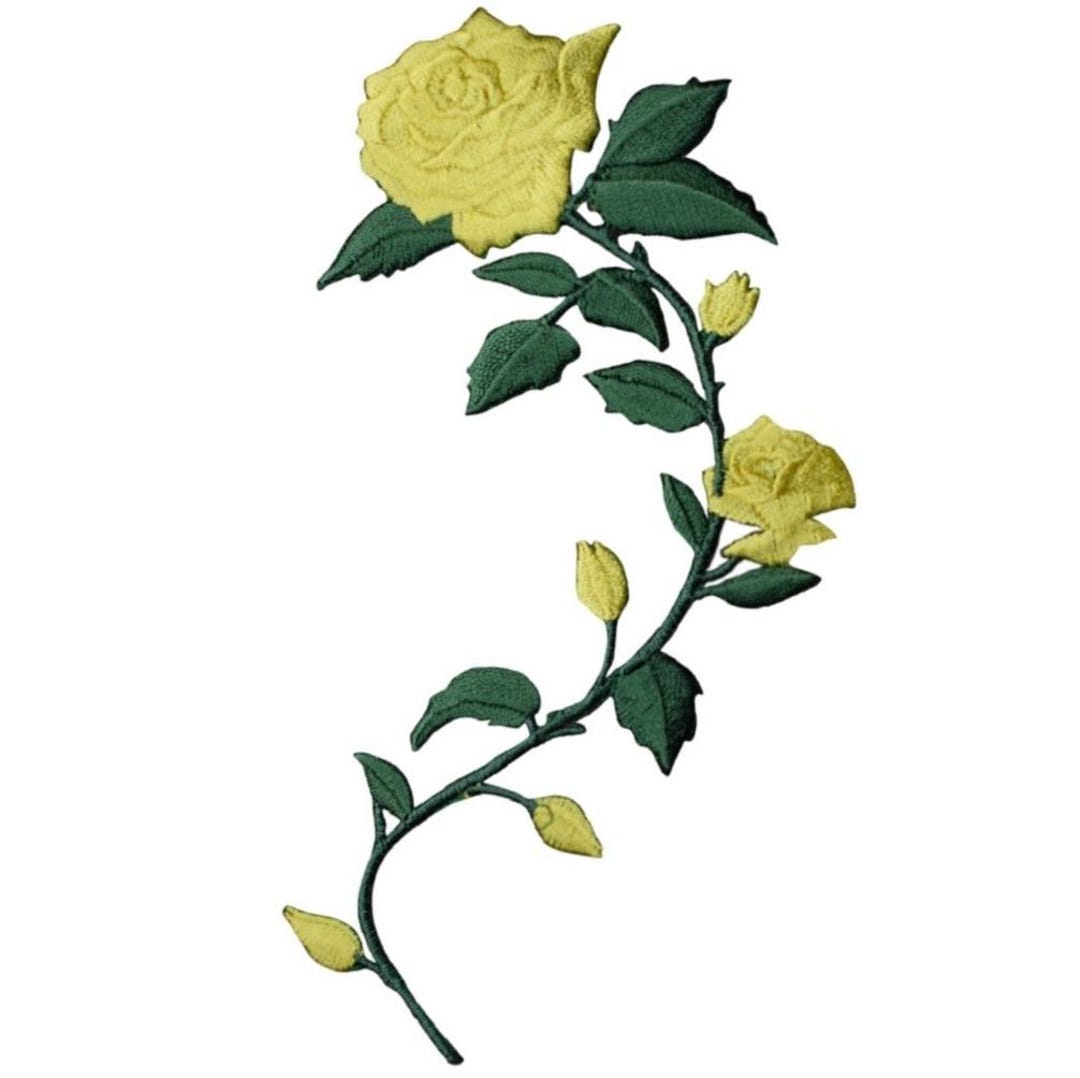 Large Yellow Rose Applique Patch - Left Facing Flower Bloom Gardening ...
