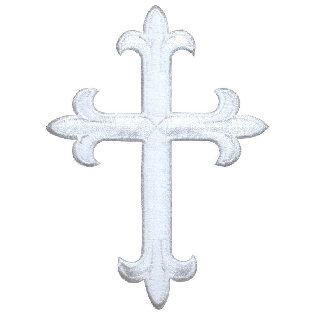 Large Cross Applique Patch - White, Christian, Jesus Badge 4" (iron On ...