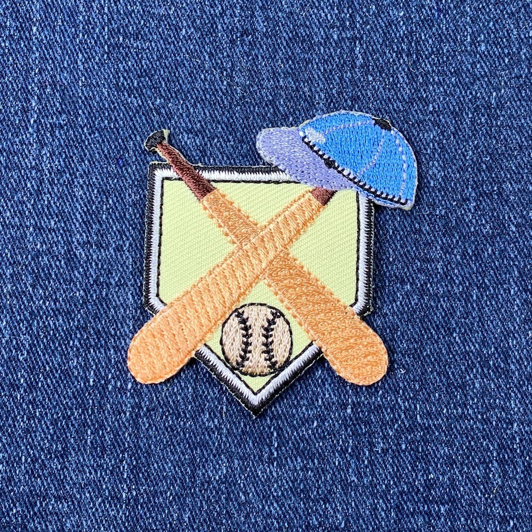 Baseball Bat Ball & Cap Applique Patch - Embroidered Sports Team Badge ...