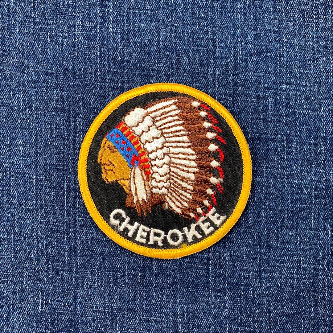 Vintage Cherokee Patch - Indian Native American Headdress Embroidered ...