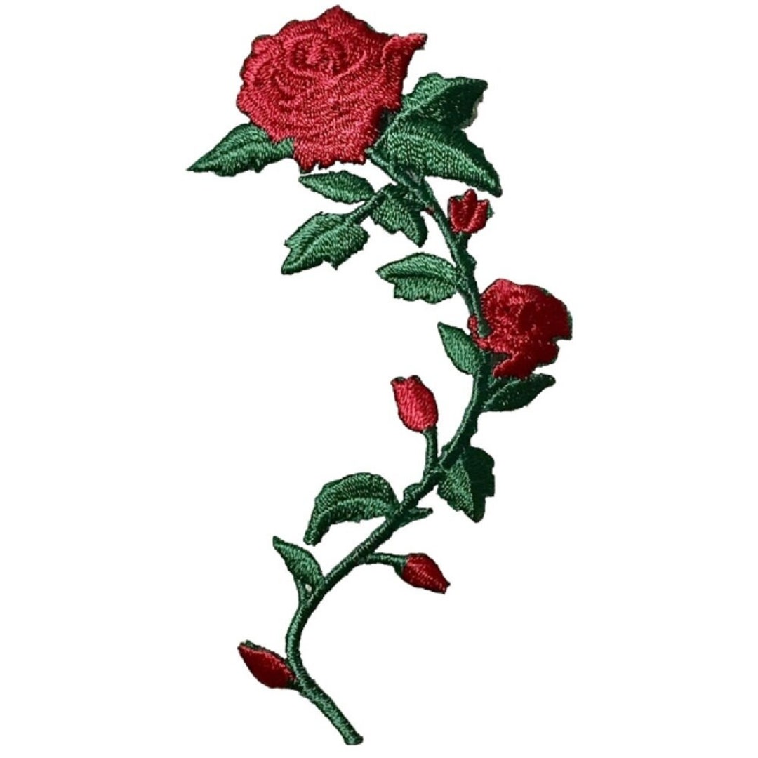 Red Rose Applique Patch Left Facing, Love, Flower Badge 3.5 iron On - Etsy