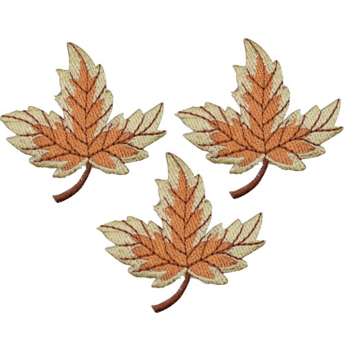 Autumn Fall Leaf Applique Patch Tan and Brown Oak Leaf | Etsy