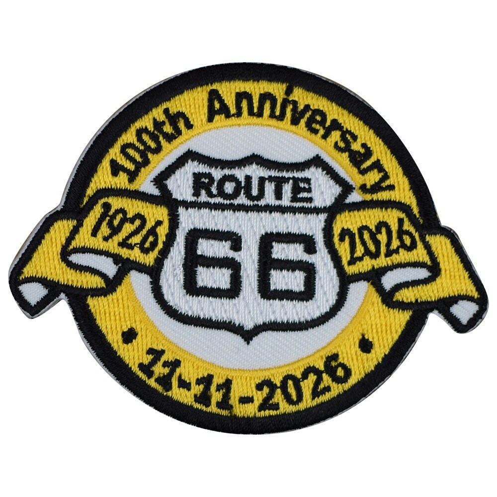 Route 66 100th Anniversary Patch – Embroidered Highway Sign Badge 3-1/8 ...