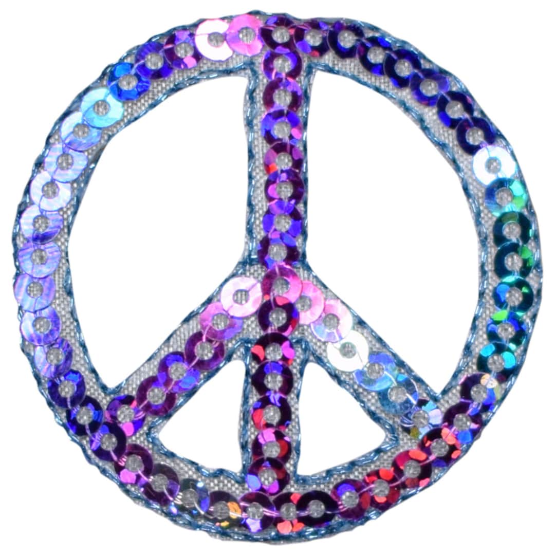 Peace Sign Applique Patch - Multicolor Sequin World Peace Badge 1.5 ...