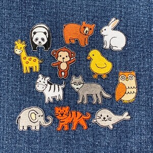 Mini Animal Applique Patch Set - Cute Creatures, Zookeeper Badges (12 ...