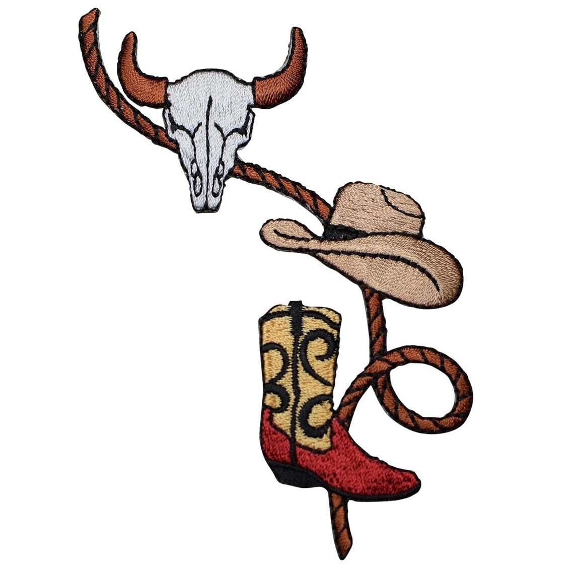 Western Wear Applique Patch - Embroidered Rope Cowboy Hat Boot Badge 4. ...