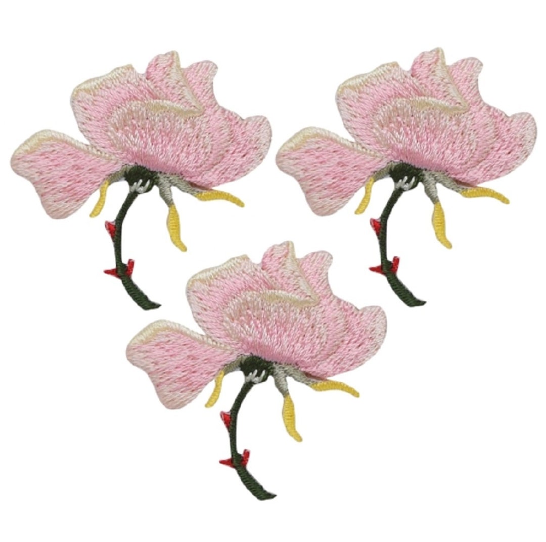 Mini Pink Rose Applique Patch - Flower Bloom Gardening Badge 1-3/8 ...