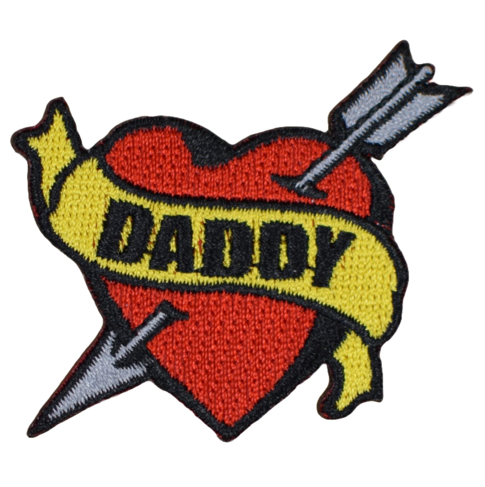 Daddy Tattoo Patch - Arrow Through Heart, I Love Dad Badge 2.25" (iron ...