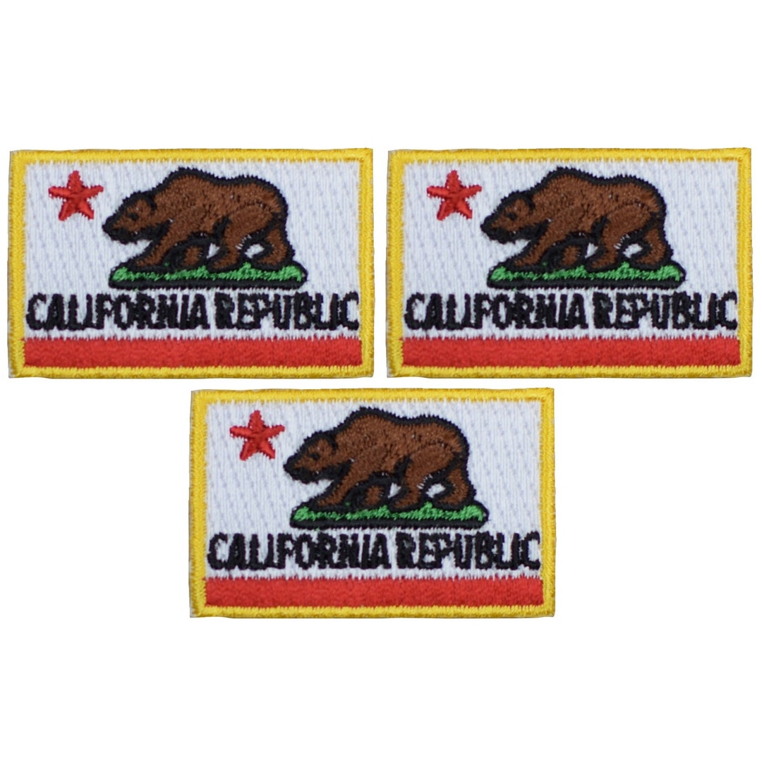 Mini California Patch Grizzly Bear, CA Republic Flag 1.75 3-pack, Iron ...