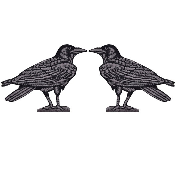 Raven Applique Patch Set Bird Badge 3 2-pack Iron | Etsy