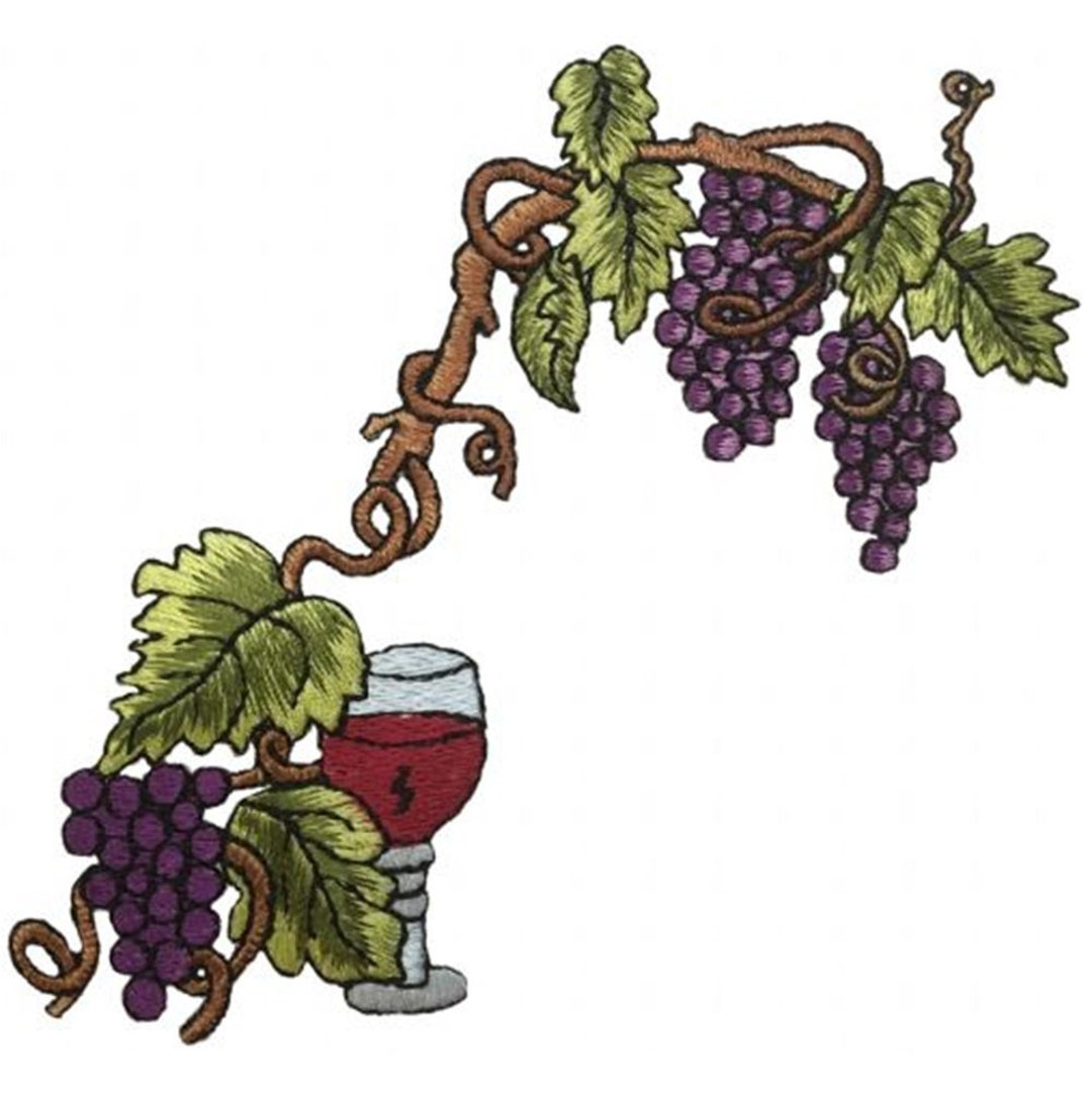Large Wine & Grapes Applique Patch - Grapes Vines Pinot Noir Cabernet ...