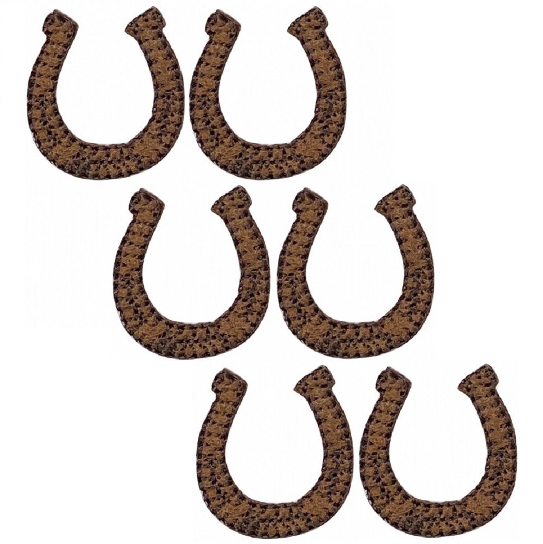 6-pack Brown Horseshoe Applique Patch - Embroidered Horse Cowboy ...