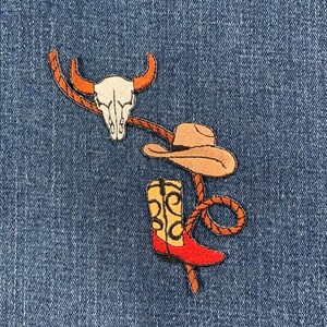 Western Applique Patch - Lasso Rope Cowboy Hat Boot Horse Badge 4.5 ...