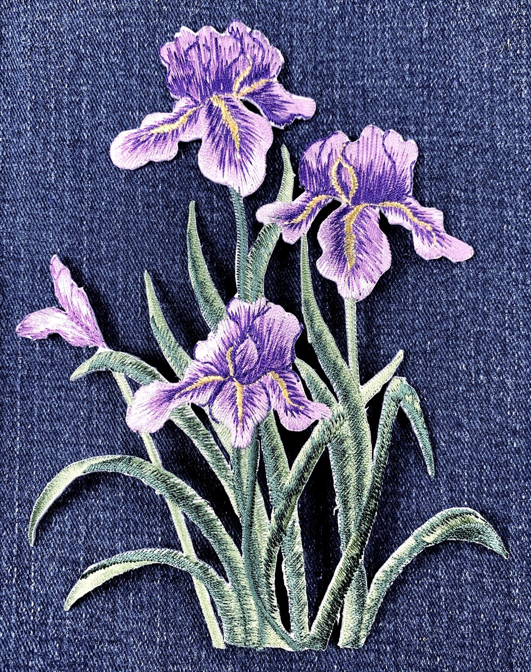 Large Iris Applique Patch - Embroidered Flower Badge 6" (iron On) - Etsy