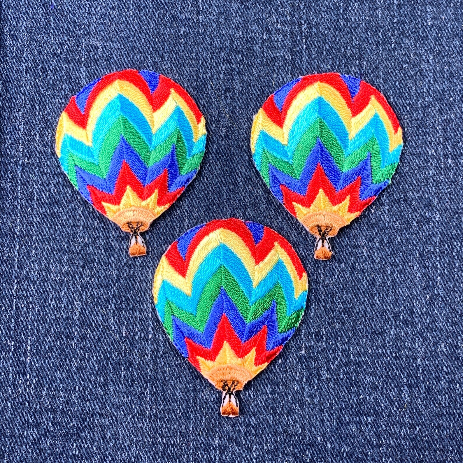 Hot Air Balloon Applique Patch - Chevron Stripes 2" (3-pack, Iron On ...