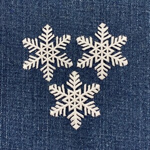 White Snowflake Applique Patch - Snow, Winter Badge 1.75" (3-pack, Iron ...