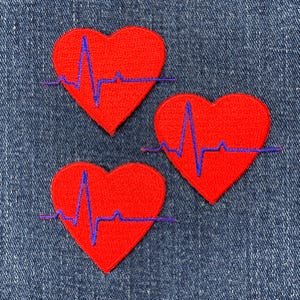 EKG Heart Applique Patch - Doctor Nurse Electrocardiogram Love Badge 2 ...