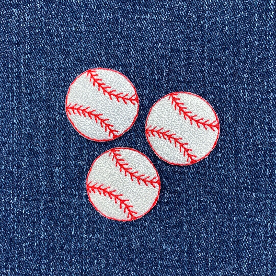 3-pack Baseball Applique Patch - Embroidered Sports Ball Badge 1-1/8 ...