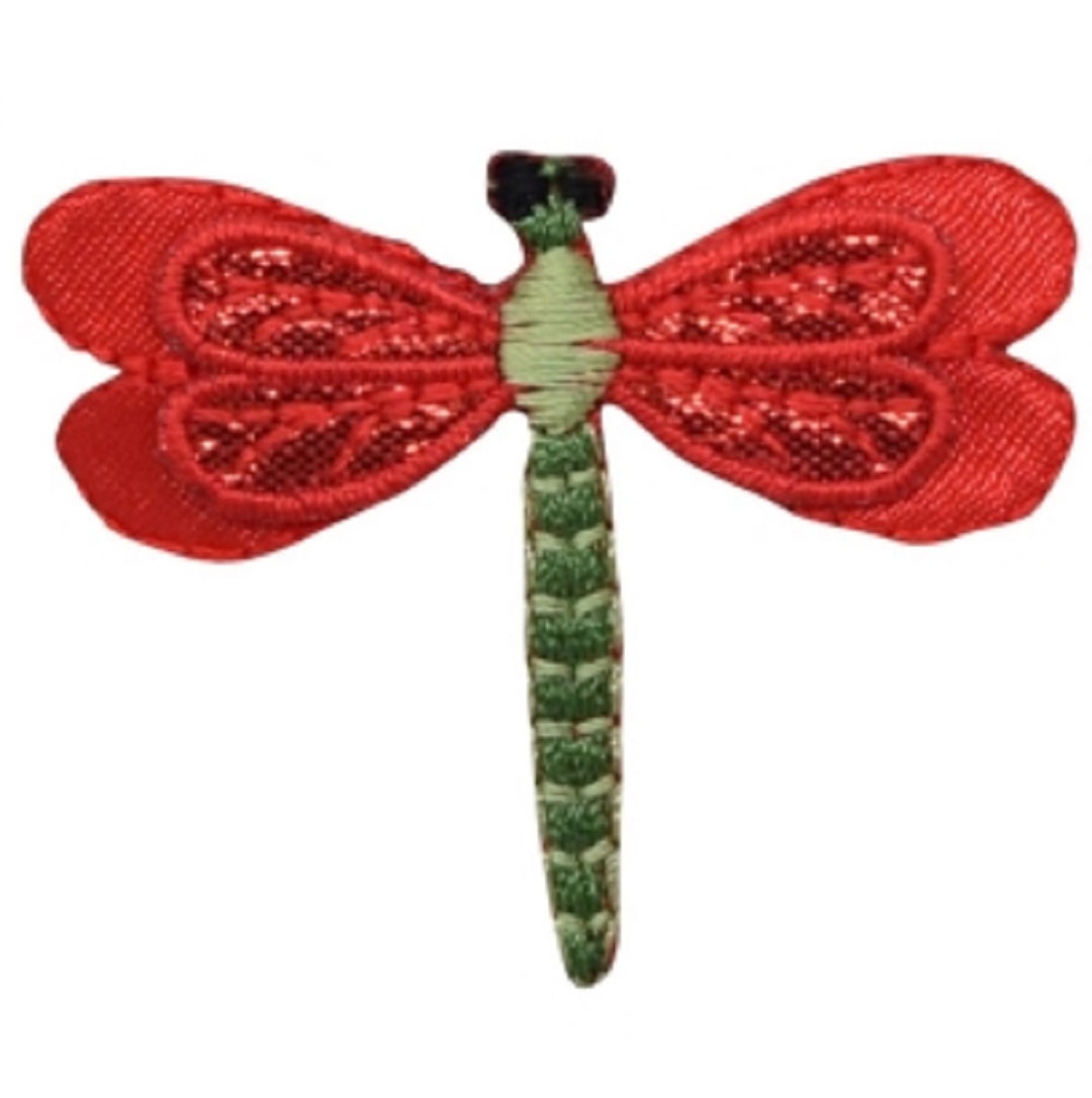 Dragonfly Applique Patch Red Layered Insect, Bug Badge 2 iron On - Etsy