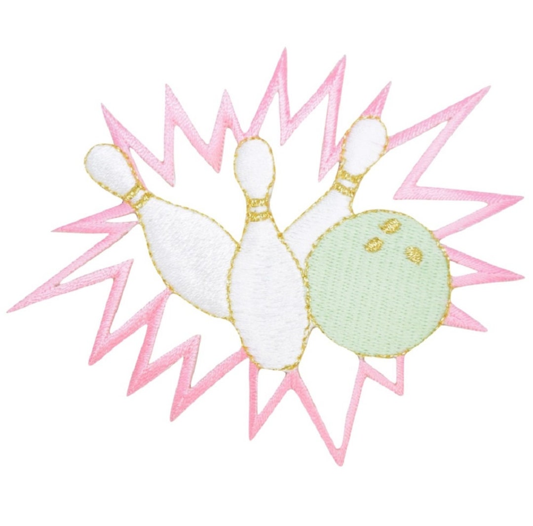 Bowling Applique Patch - Pins and Bowling Ball Badge 4" (iron On) - Etsy