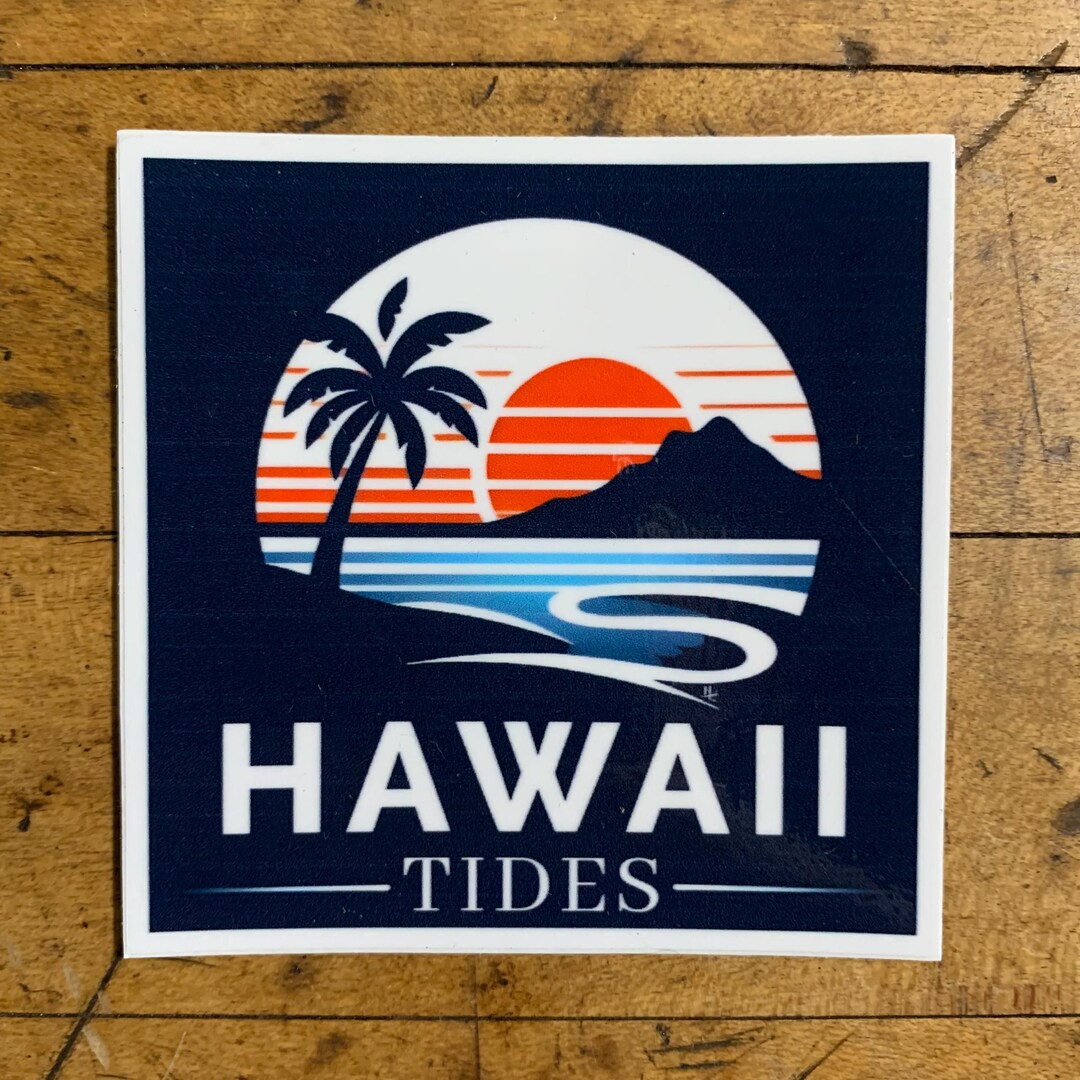 Hawaii Tides Sticker - Vinyl Decal Hawaiian Islands Palm Trees Sunset 3 ...