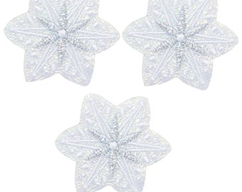 Set of 2 1 Snowflake Snowflakes Snow Winter White Iron on Applique ...