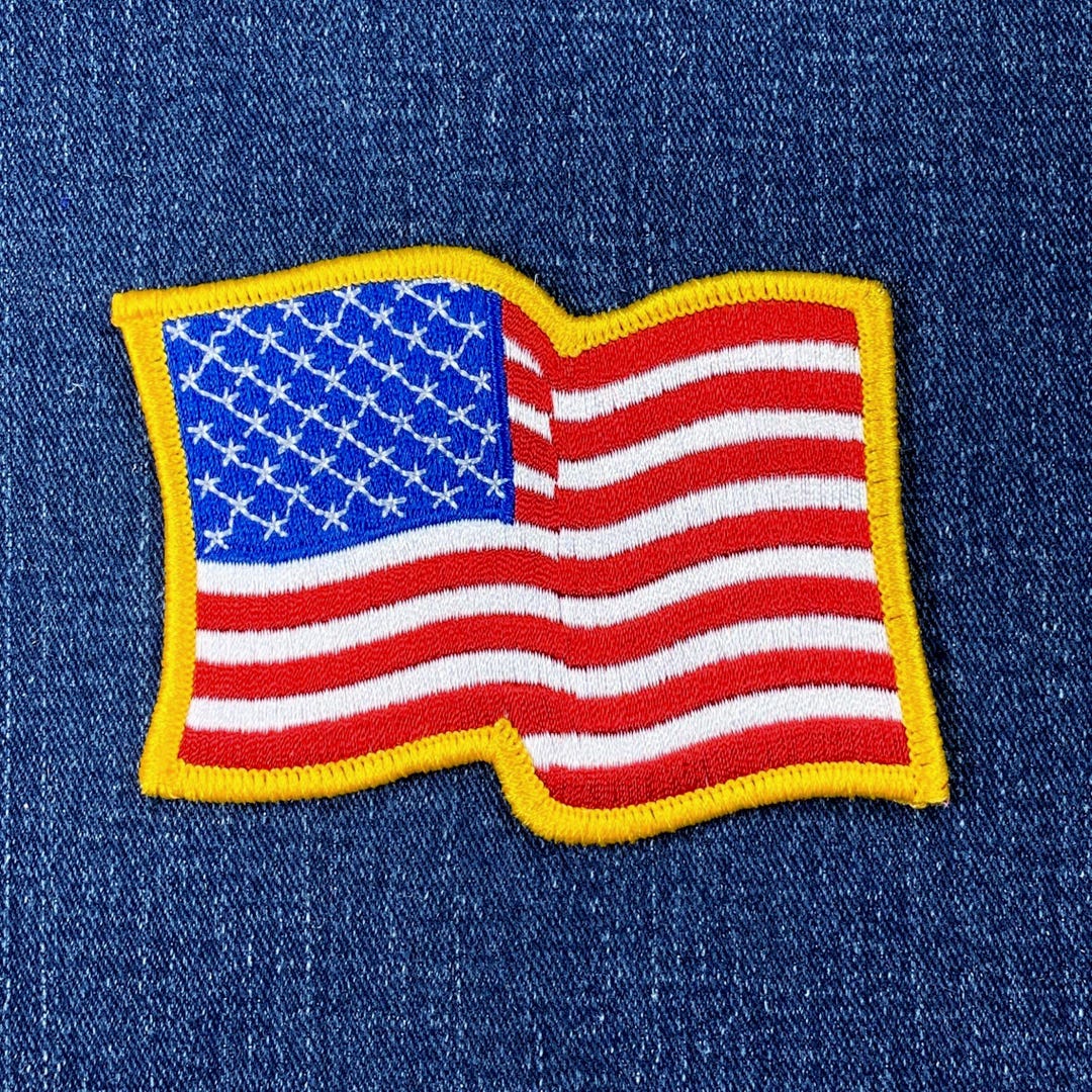 Wavy American Flag Patch - Embroidered USA United States Badge 3.5 ...
